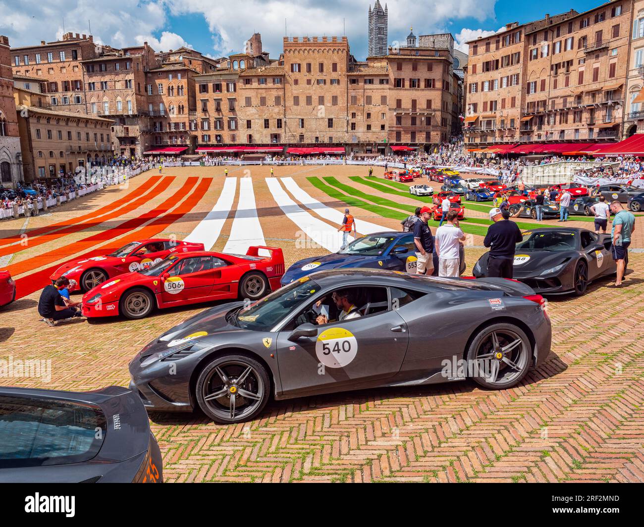Ferrari parade, Piazza del Campo, Mille Miglia 2023, day3 at Siena ...