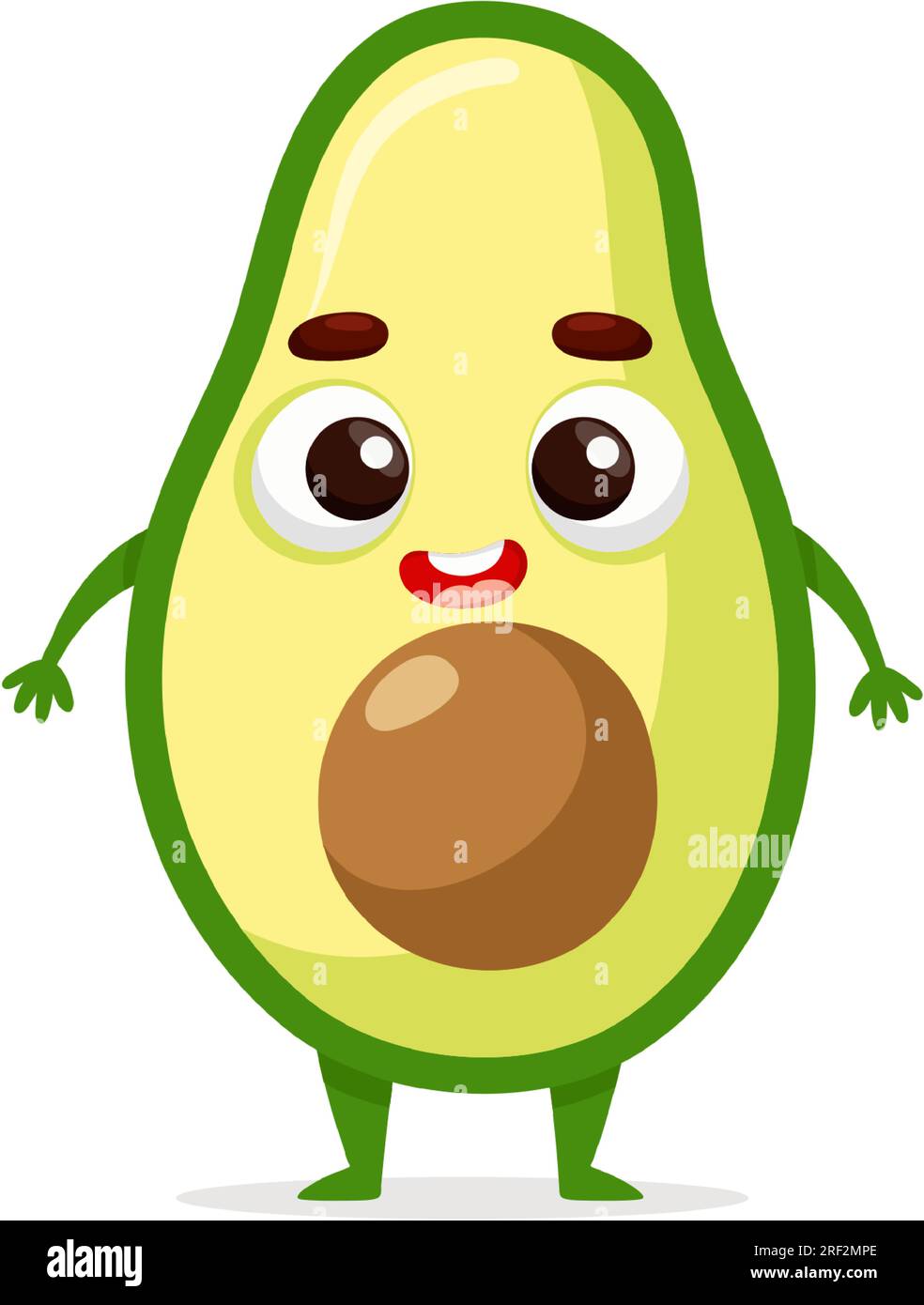 Funny cartoon avocado. Kawaii fruit character. Vector food illustration ...