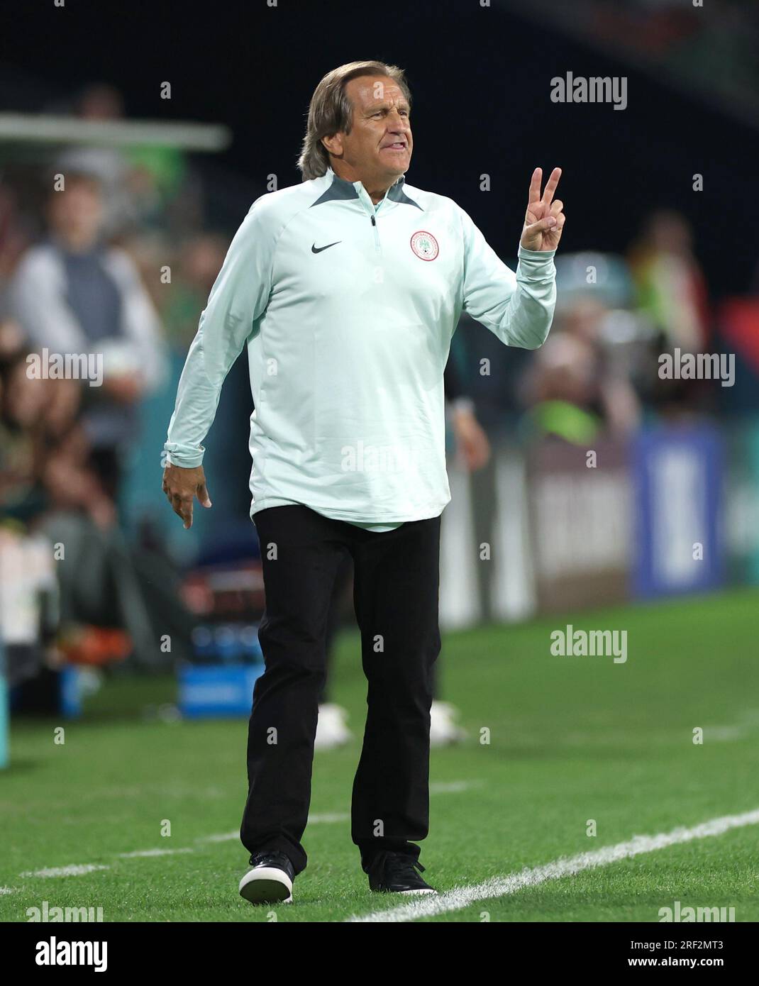 Nigeria head coach Randy Waldrum gestures on the touchline during the ...