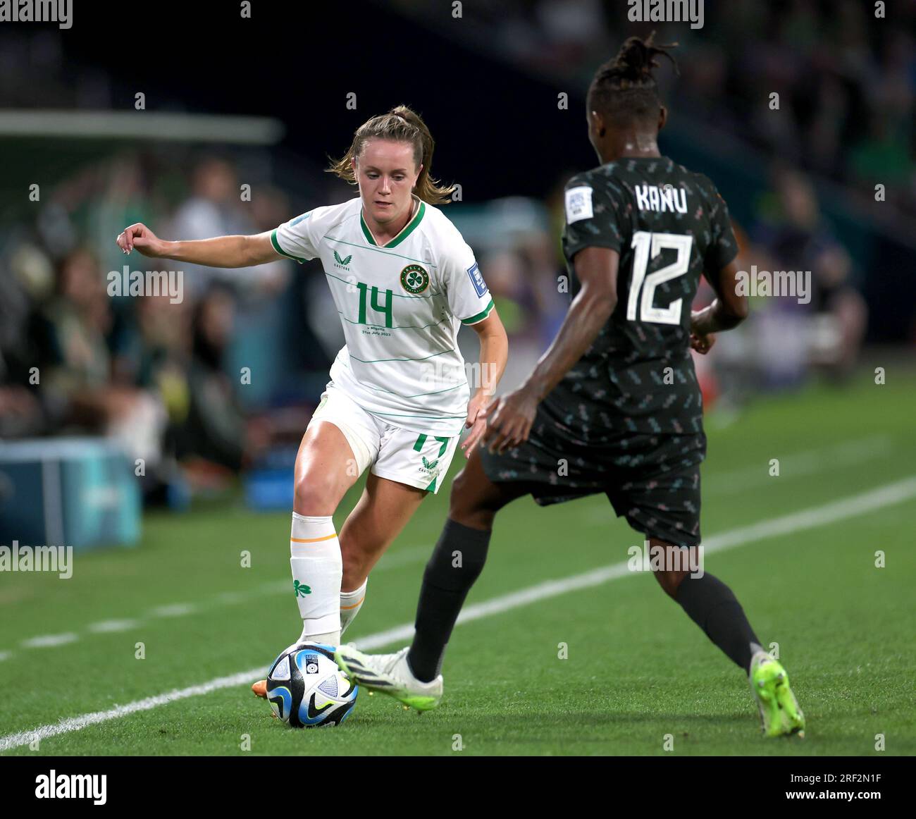 Republic of Ireland's Heather Payne (right) and Nigeria's Uchenna Kanu ...