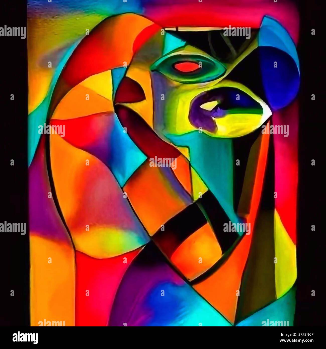 illustration of portrait playing basketball in abstract cubism style ...