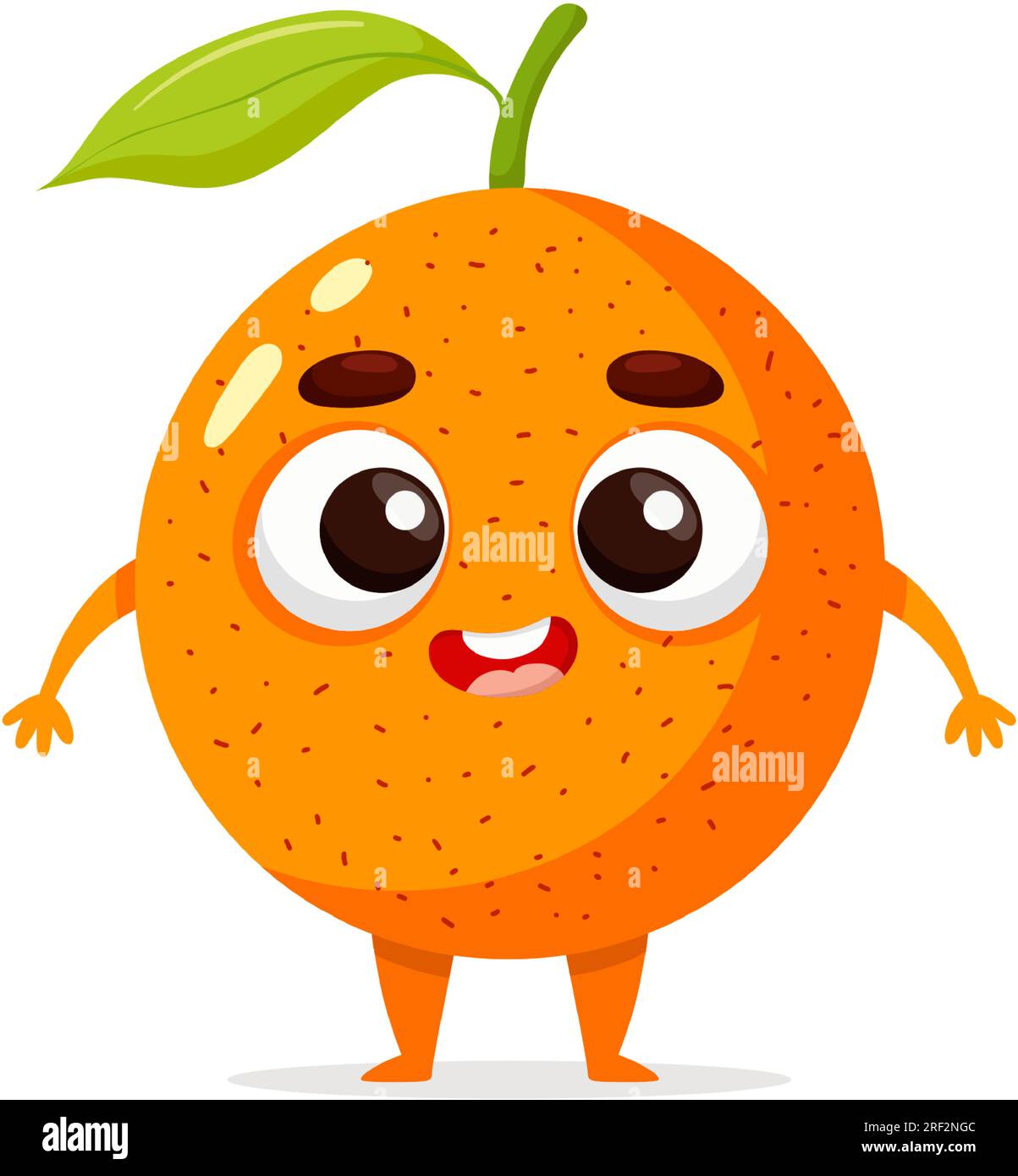 Funny cartoon orange. Kawaii fruit character. Vector food illustration ...