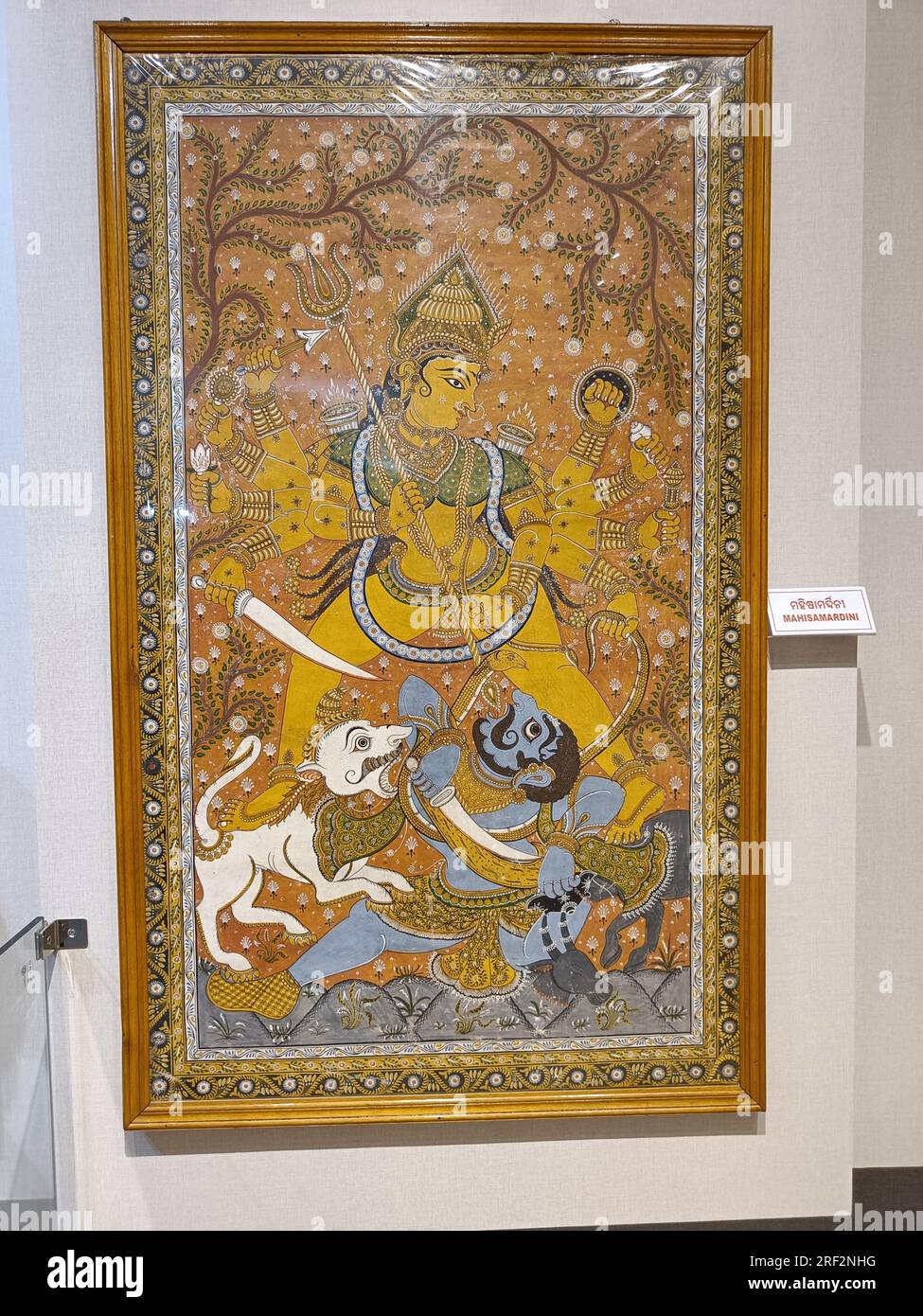 Mahisasuramardini in Pattachitra form. Durga slaying Mahisasura (lit ...