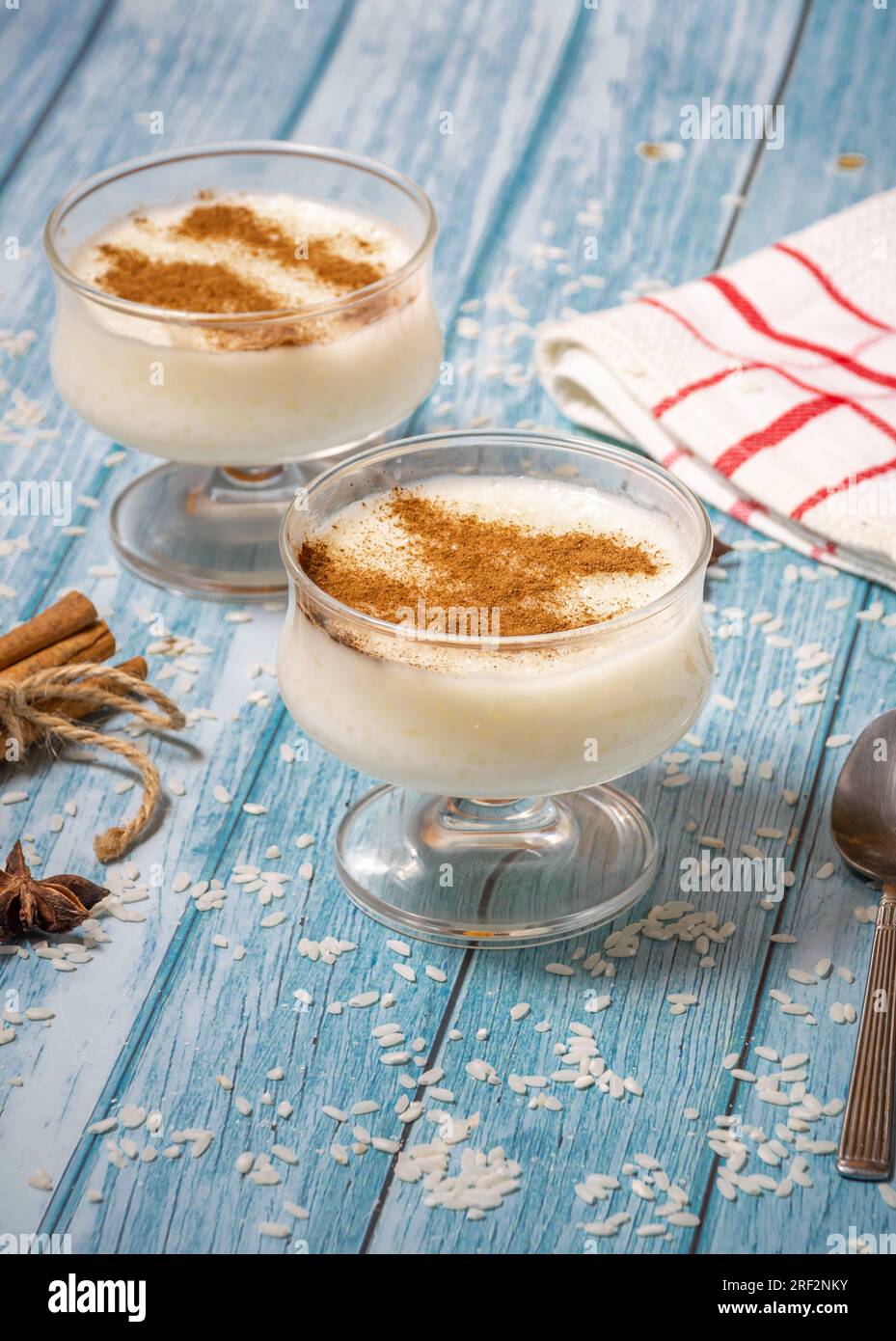 Rice pudding with cinnamon Traditional Greek rizogalo Stock Photo - Alamy