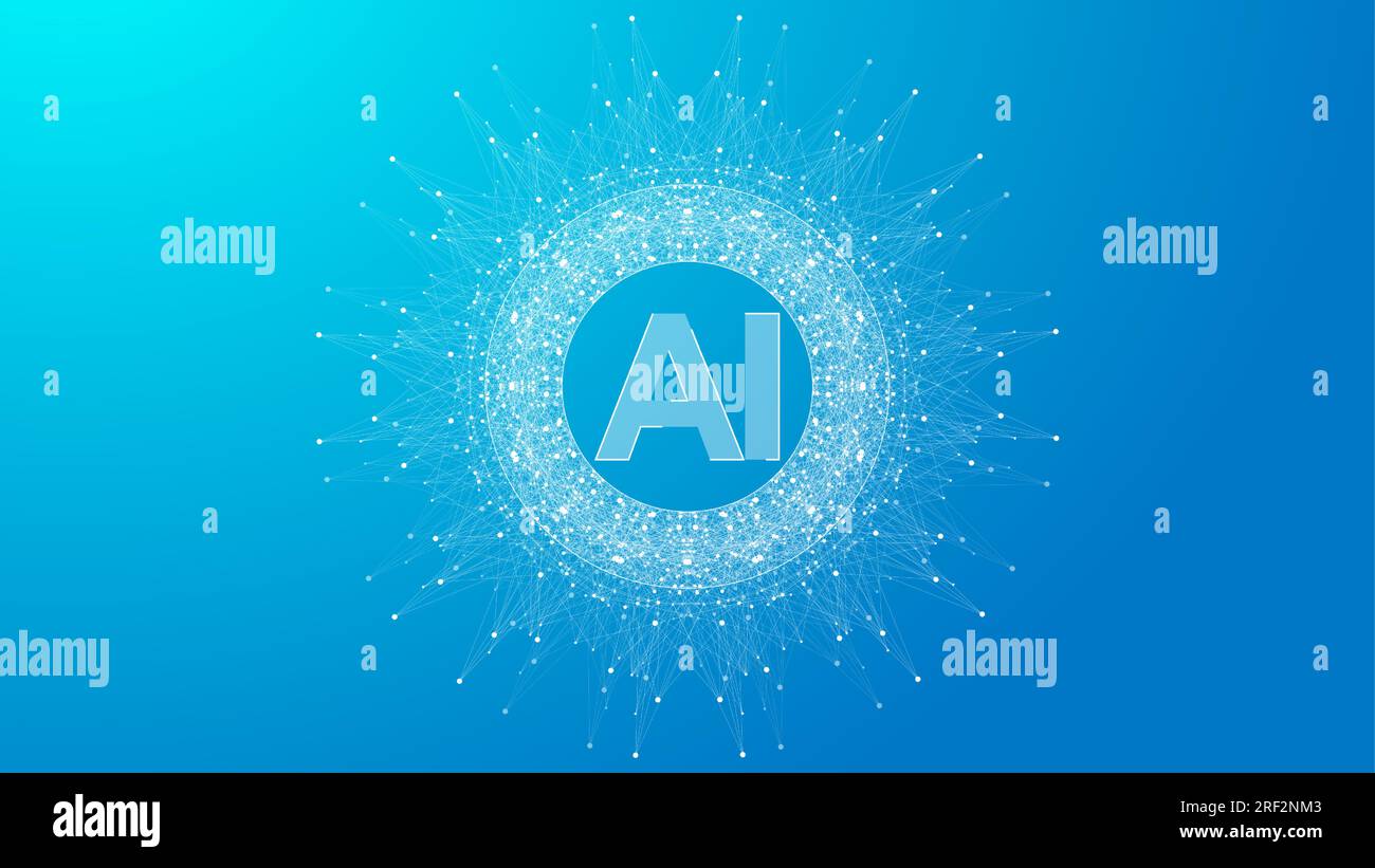 Artificial Intelligence Logo Plexus effect. Future Tech Logo AI. Artificial Intelligence and ...