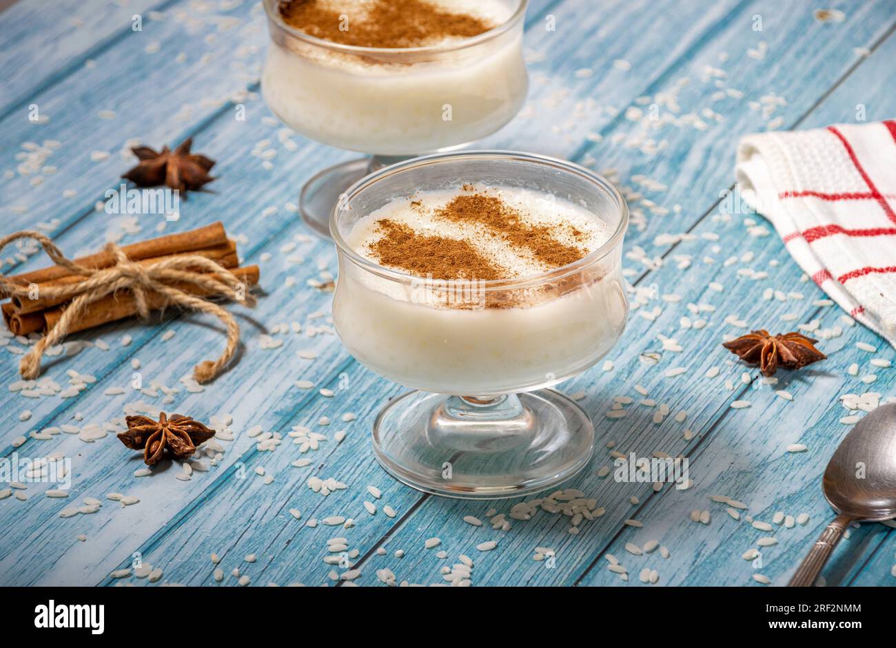 Rice pudding with cinnamon Traditional Greek rizogalo Stock Photo - Alamy