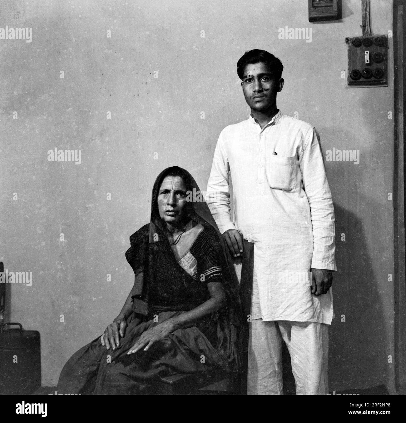 old vintage 1900s black and white picture of Indian couple studio ...