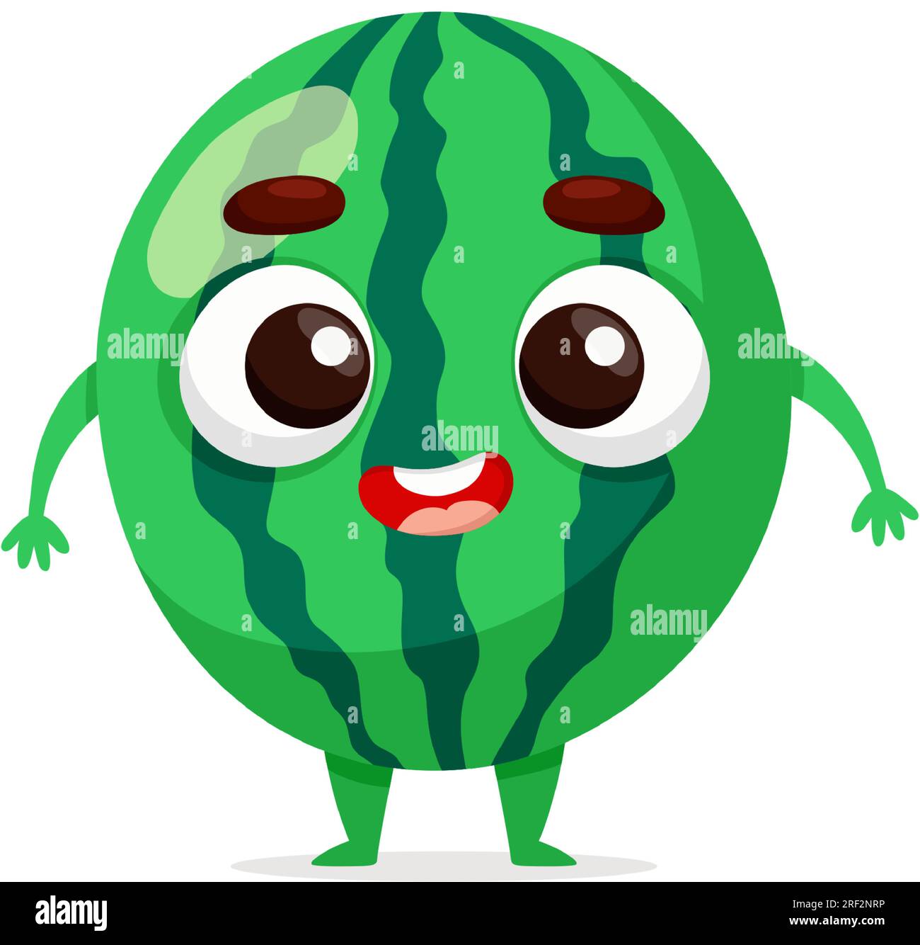 Funny cartoon watermelon. Kawaii fruit character. Vector food ...