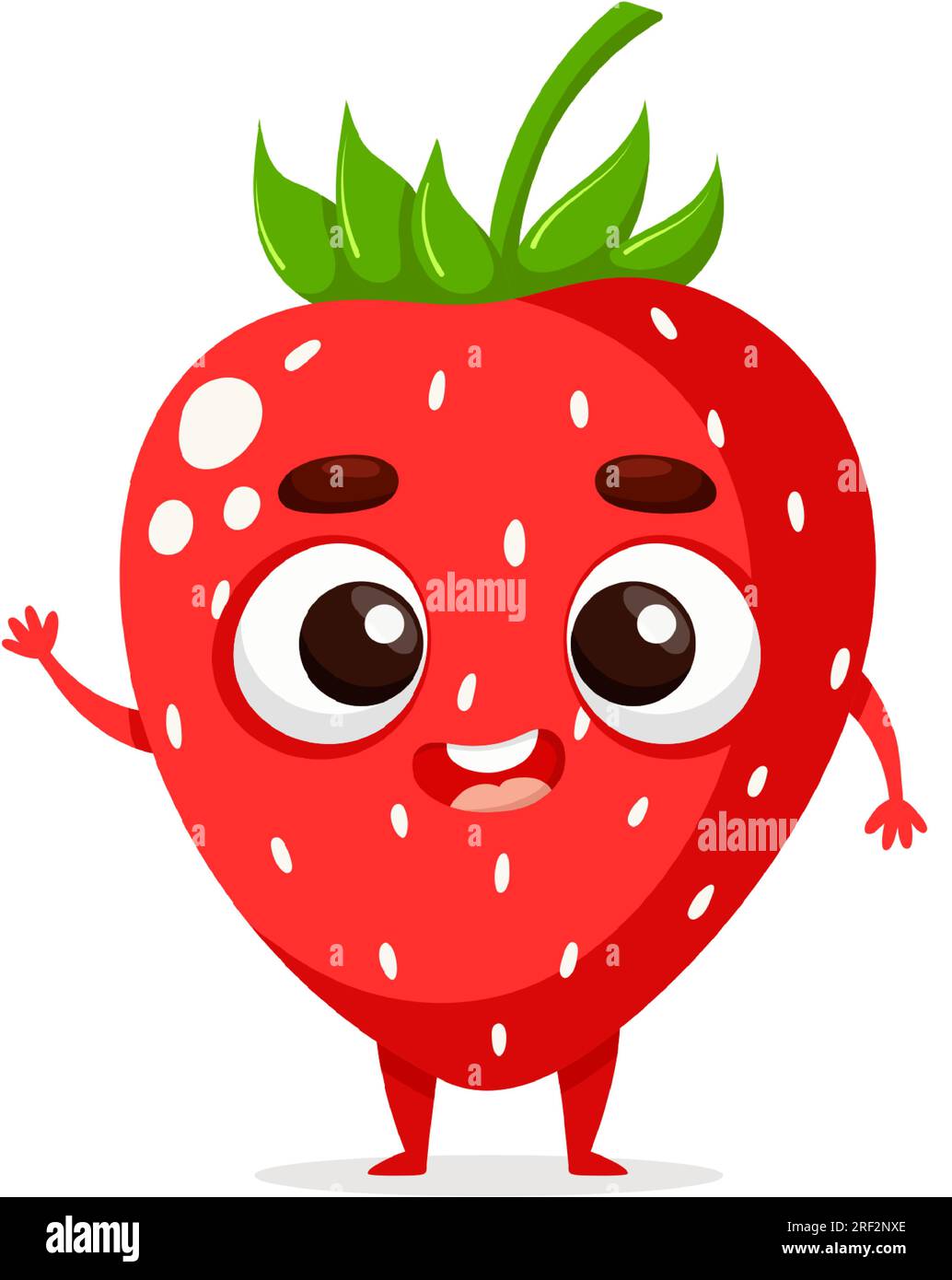 Funny cartoon strawberry. Kawaii berry character. Vector food ...