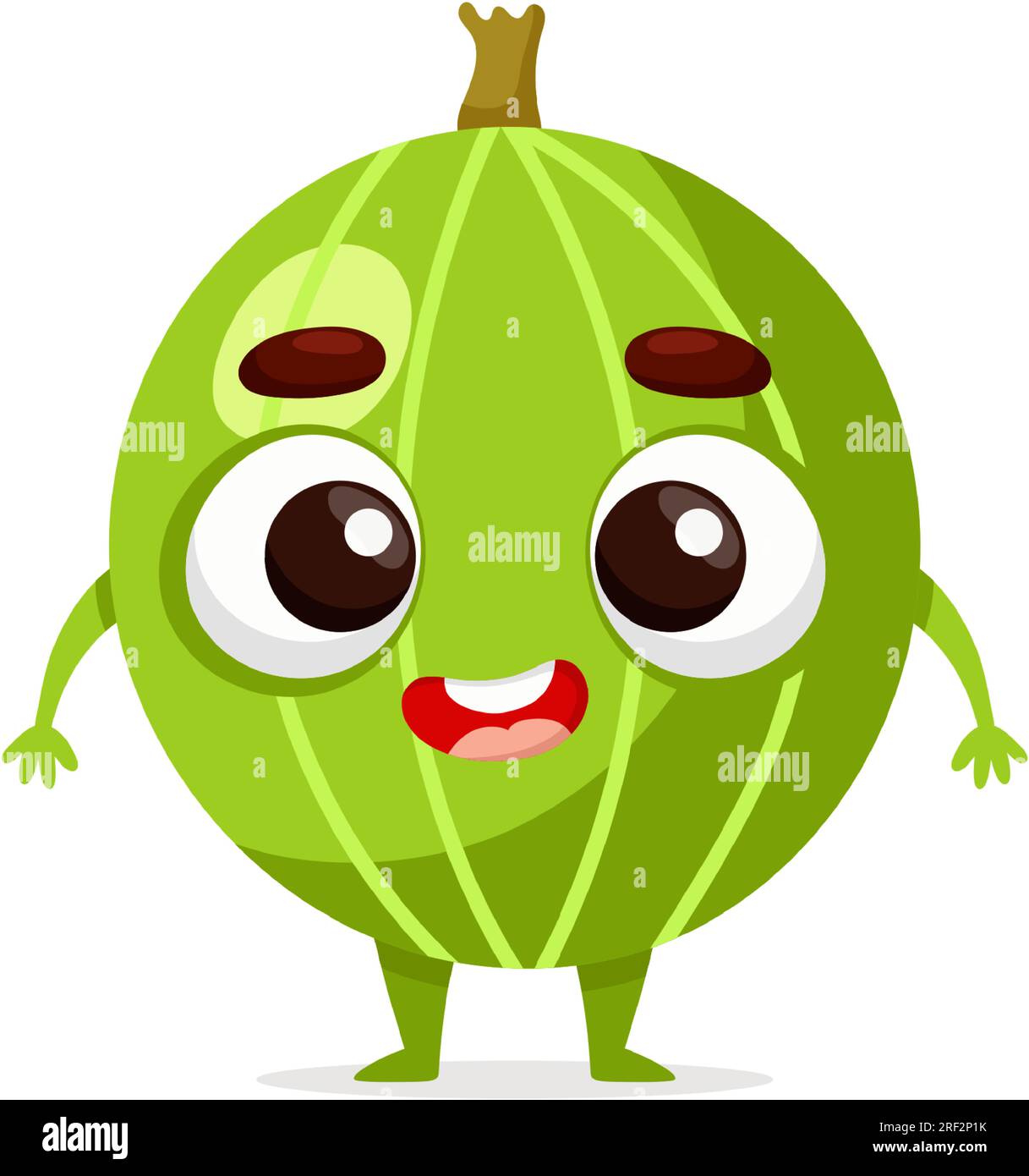 Funny cartoon gooseberry. Kawaii berry character. Vector food ...
