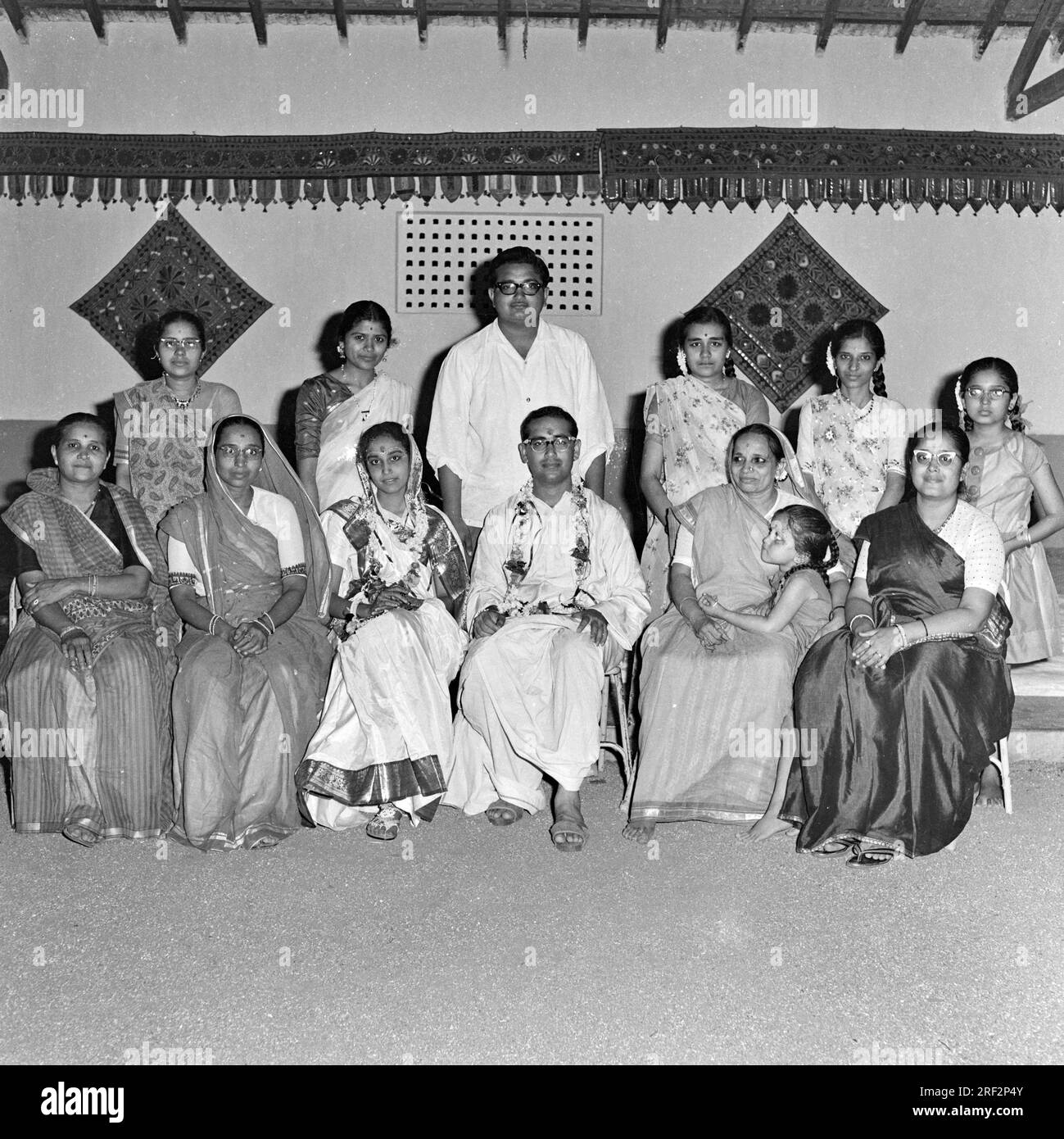 old vintage 1900s black and white picture of Indian wedding reception ...