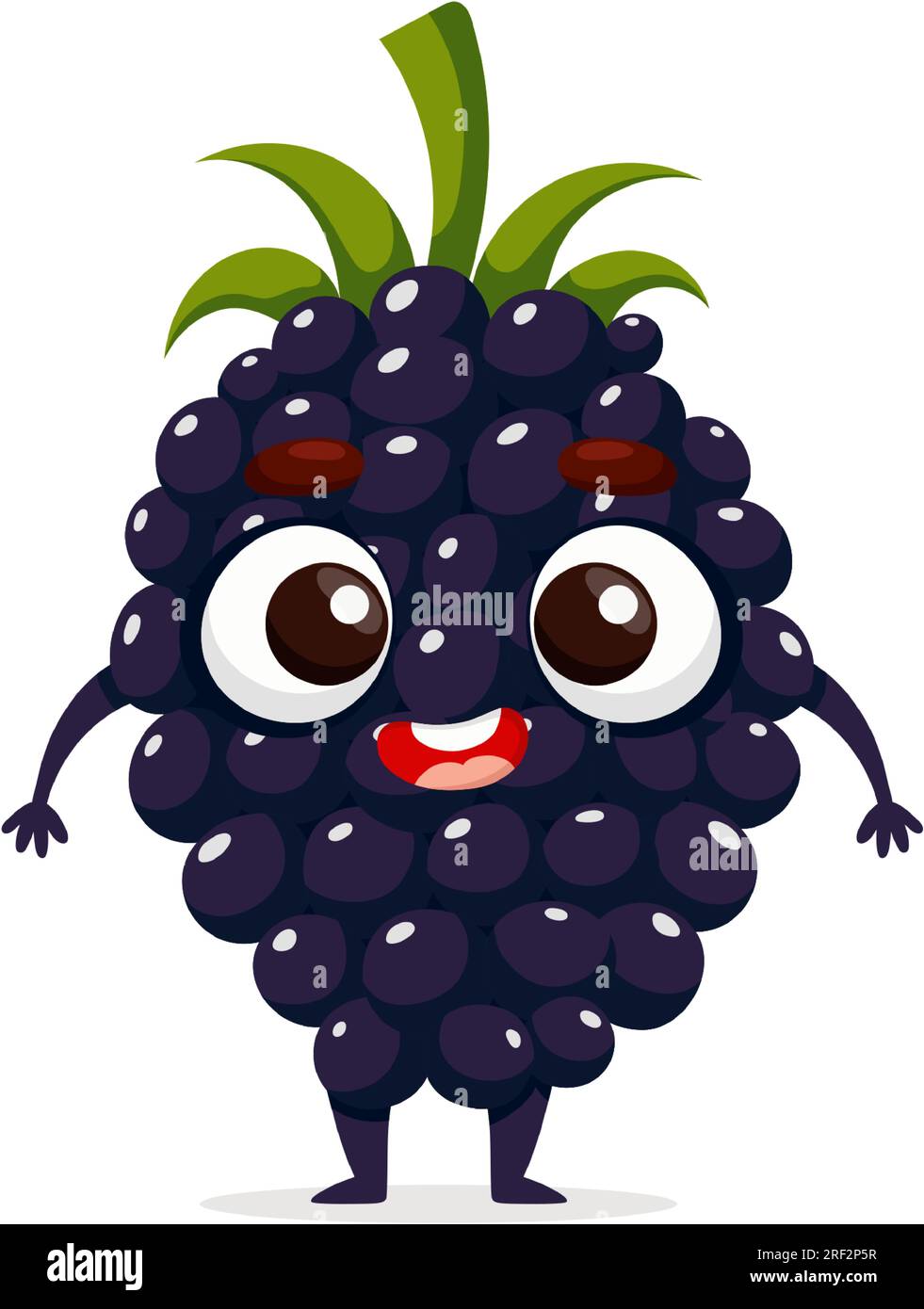 Funny cartoon blackberry. Kawaii berry character. Vector food ...