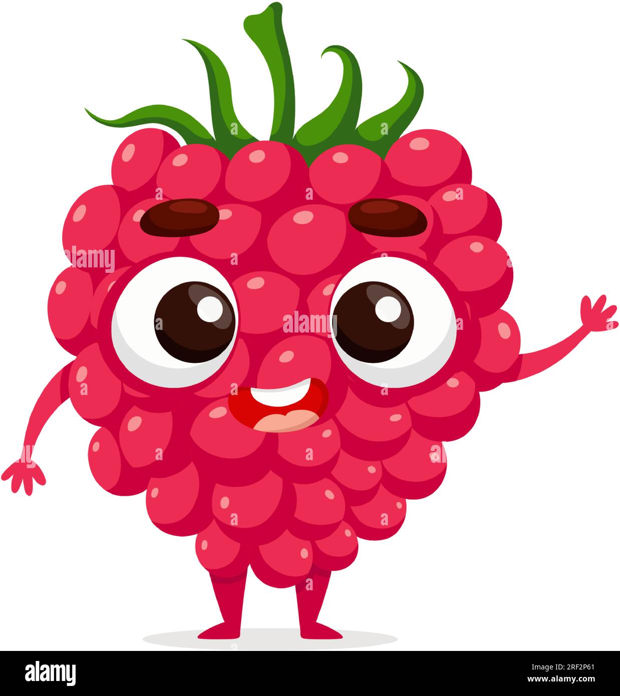 Funny cartoon raspberry. Kawaii berry character. Vector food ...