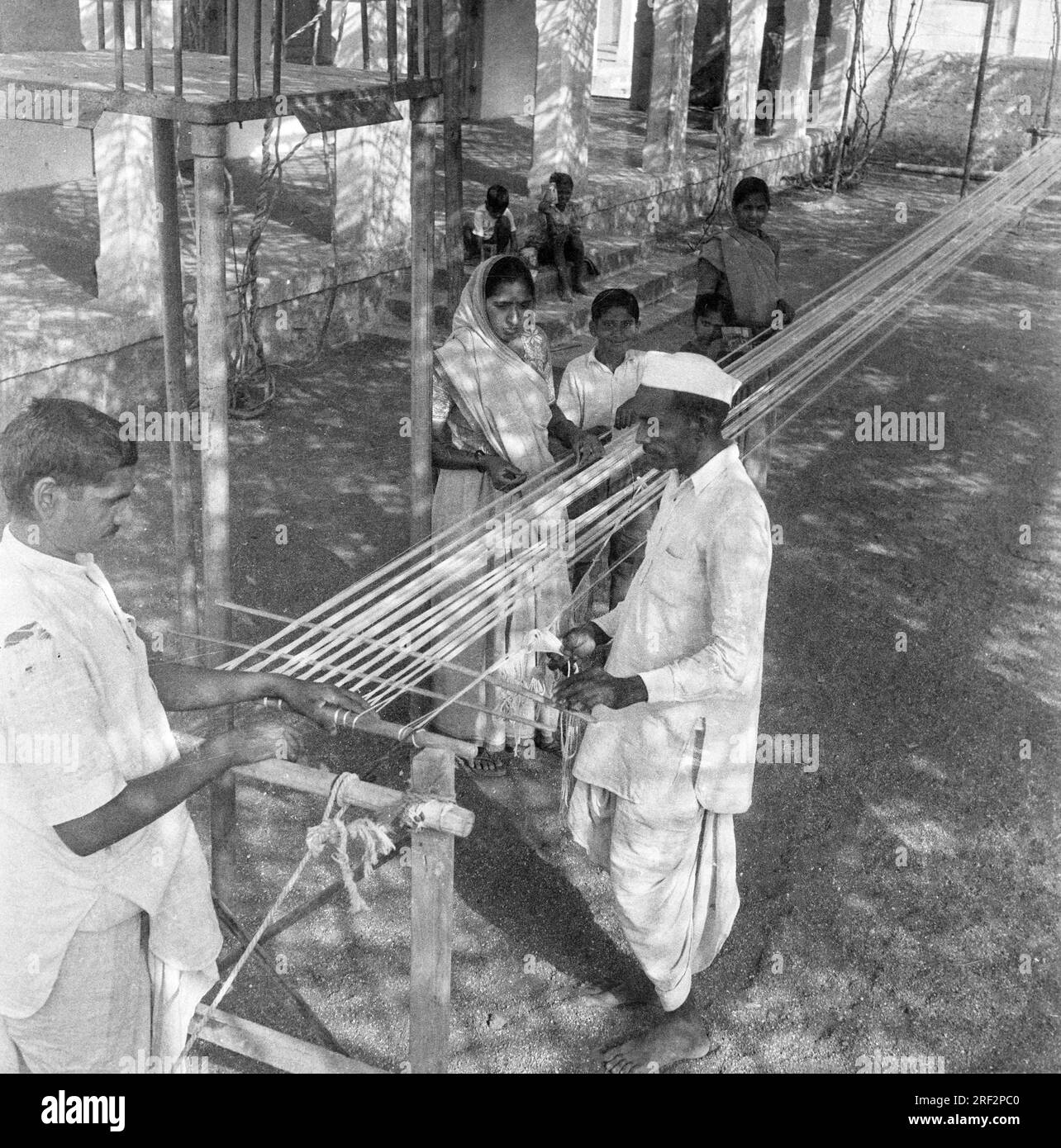 old vintage 1900s black and white picture of Indian cotton yarn ...