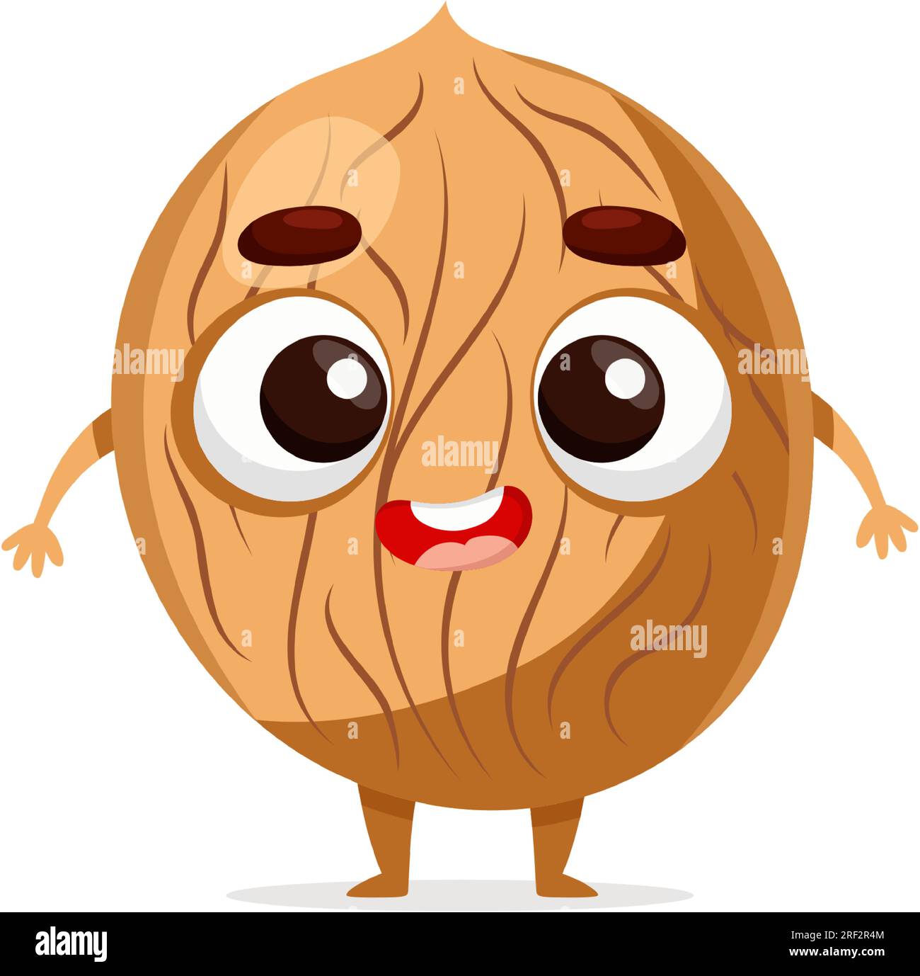 Funny cartoon walnut. Kawaii nut character. Vector food illustration ...