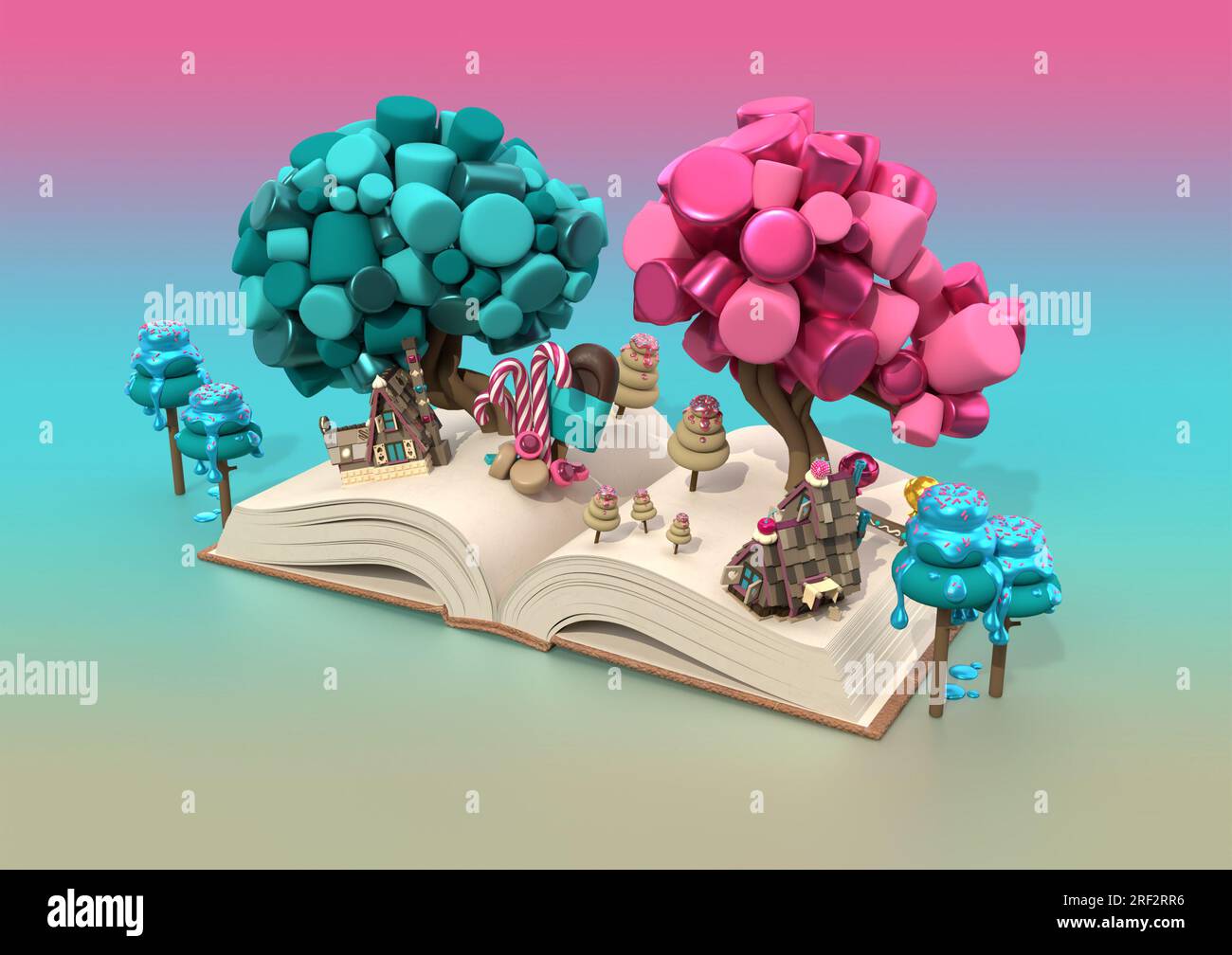 Pop-up book candy wonder land Stock Photo - Alamy