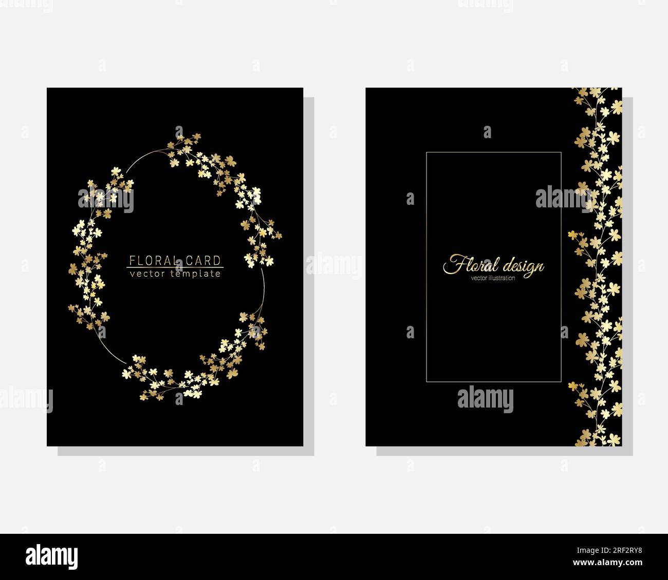 Vector set of luxury cards, templates with gold glittery small delicate ...