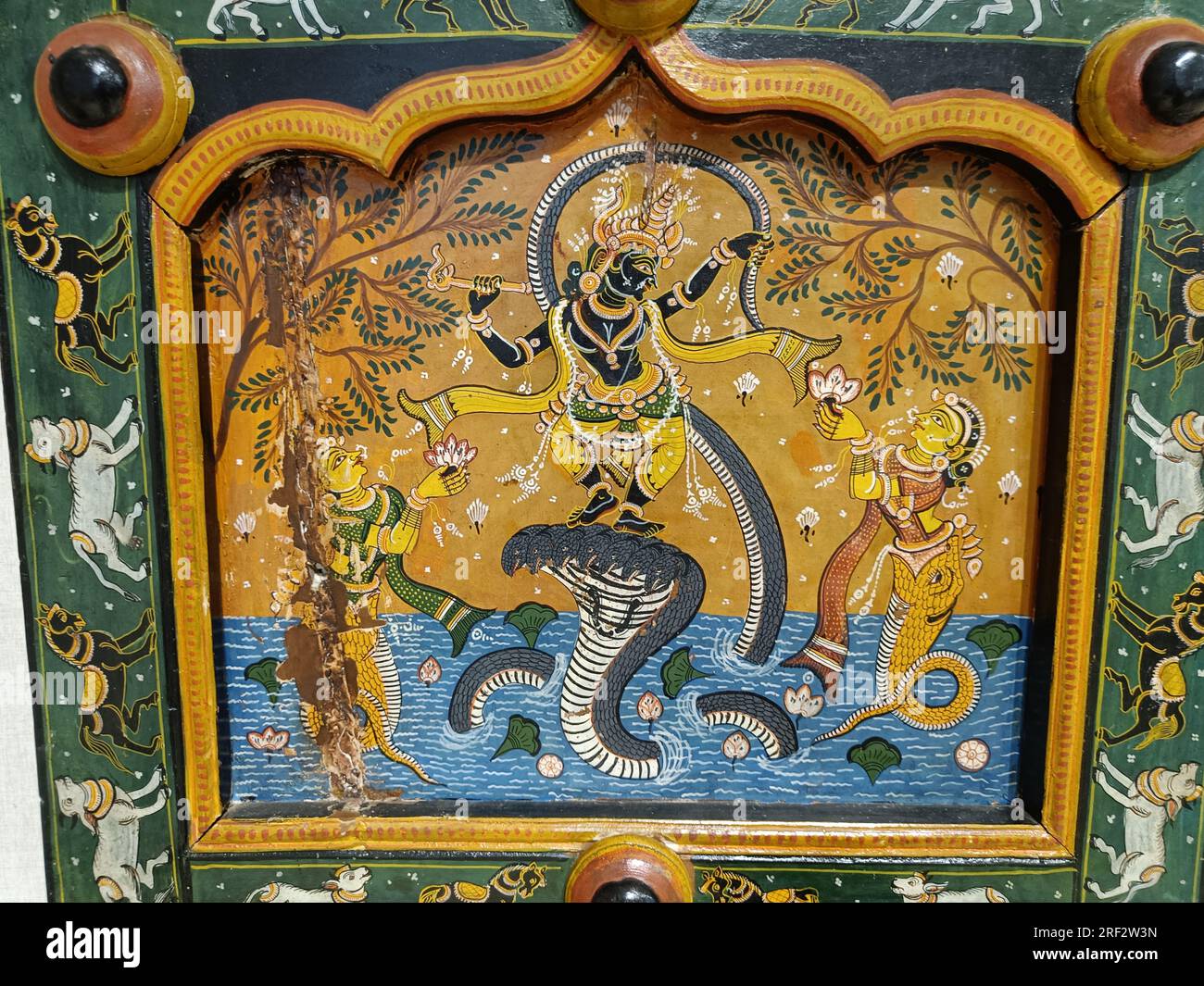 Krishna dancing over the subdued Kāliya and his wives asking Krishna ...