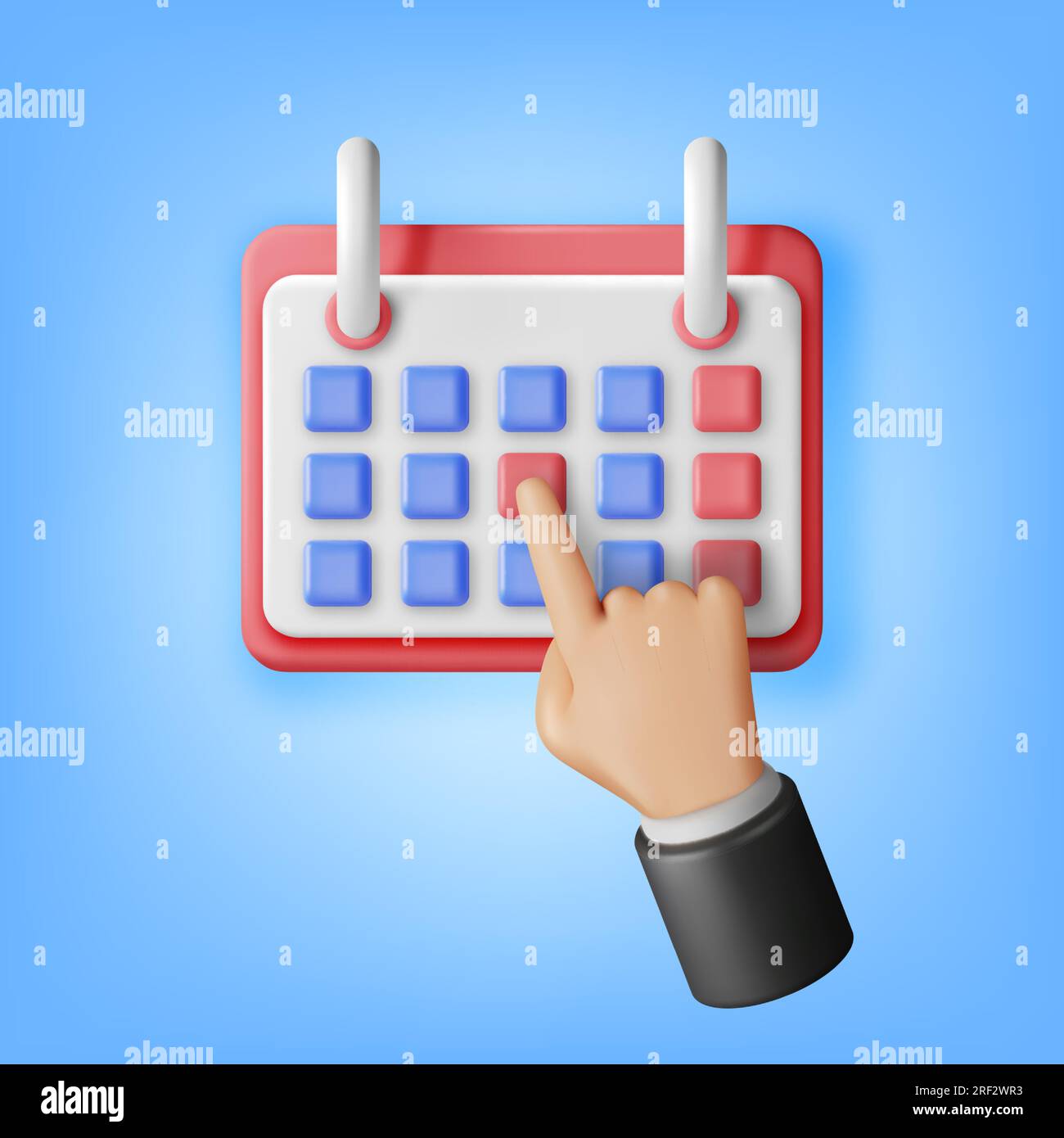 3d hand putting on calendar isolated render calendar icon schedule hi ...