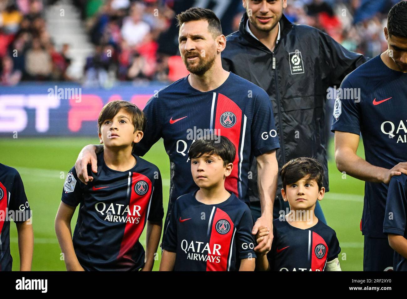 Lionel (Leo) MESSI of PSG with his children Thiago, Mateo and Ciro ...