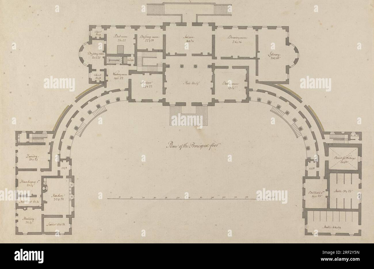 Headfort House, Ireland: Plan of Principal Floor circa 1765 by William ...