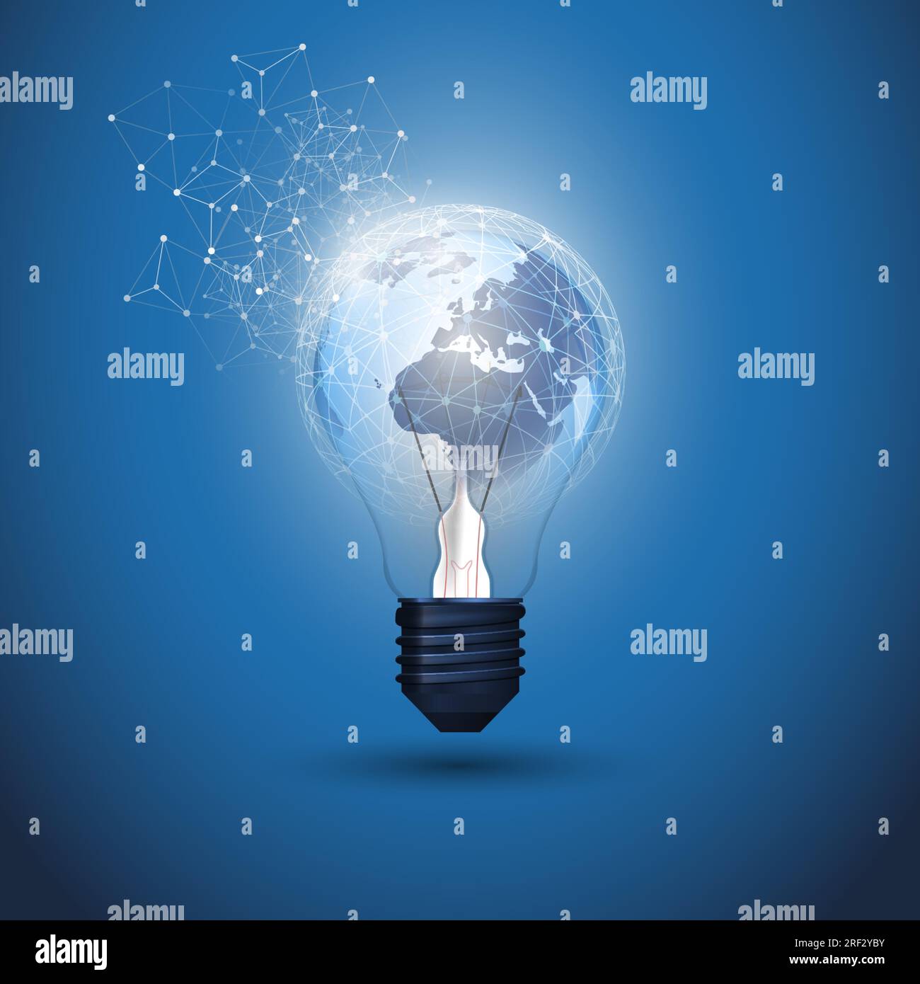 Abstract Cloud Computing, Electric and Global Network Connections ...