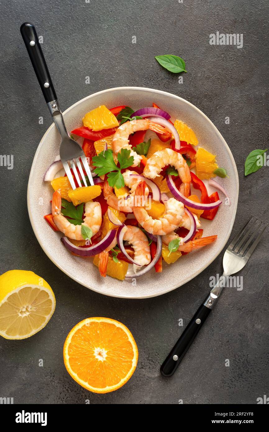 Shrimp orange salad hi-res stock photography and images - Alamy