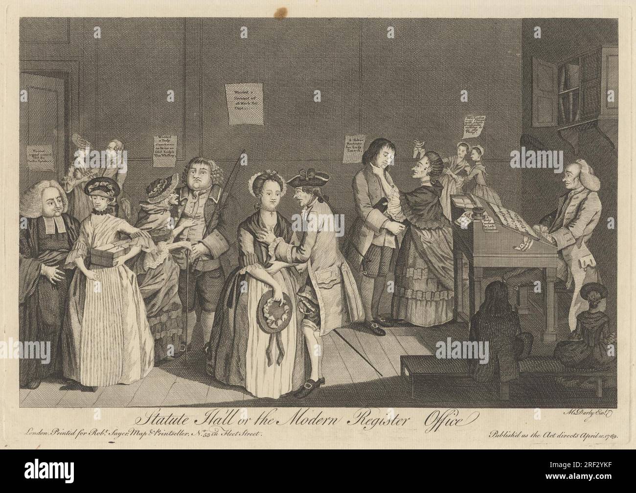 Statue Hall or the Modern Register Office 1769 by Matthew Darly Stock ...