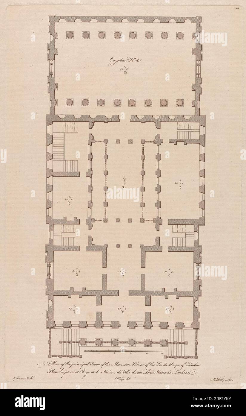 Plan of the Mansion House, London by Matthew Darly Stock Photo - Alamy