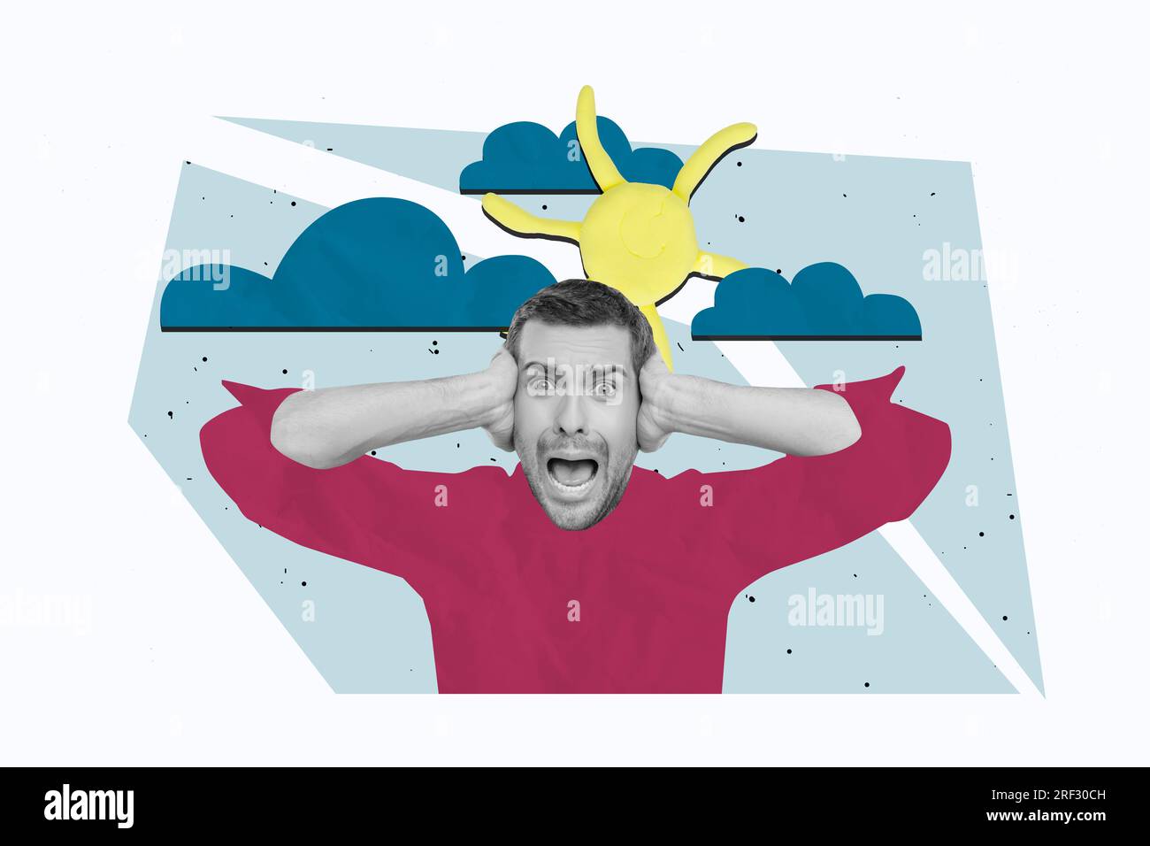 Photo of young crazy man unwell his bad reaction psychological chaos ...