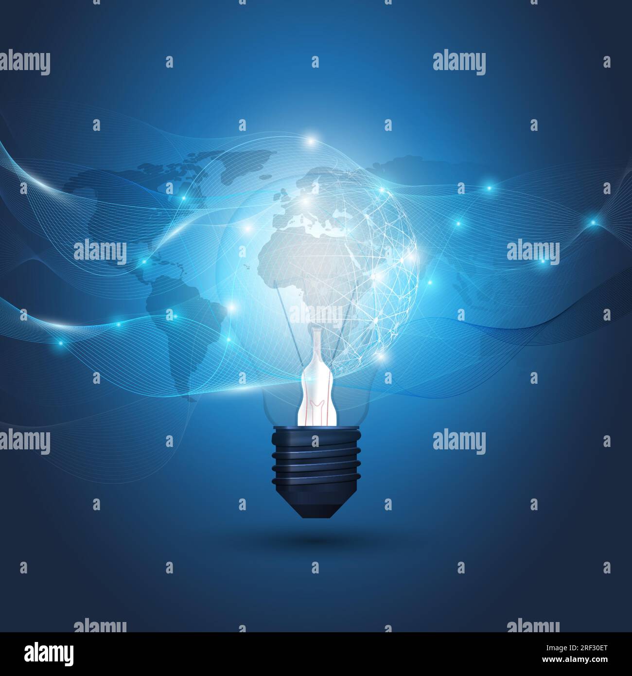 Abstract Cloud Computing Electric And Global Network Connections Concept Design With World Map