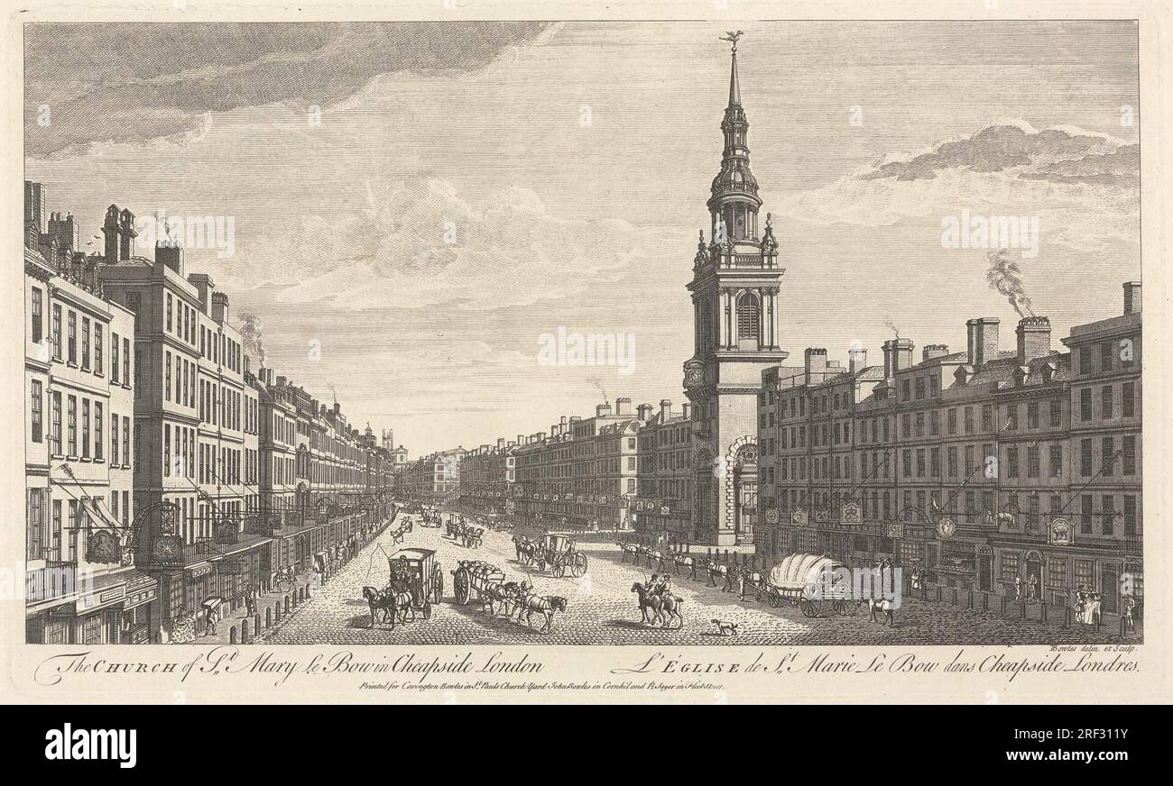 The Church of St. Mary le Bow in Cheapside London by John Bowles Stock ...