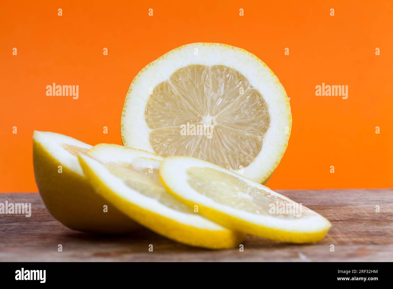 cut citrus lemon during cooking and other types of dishes, yellow lemon ...
