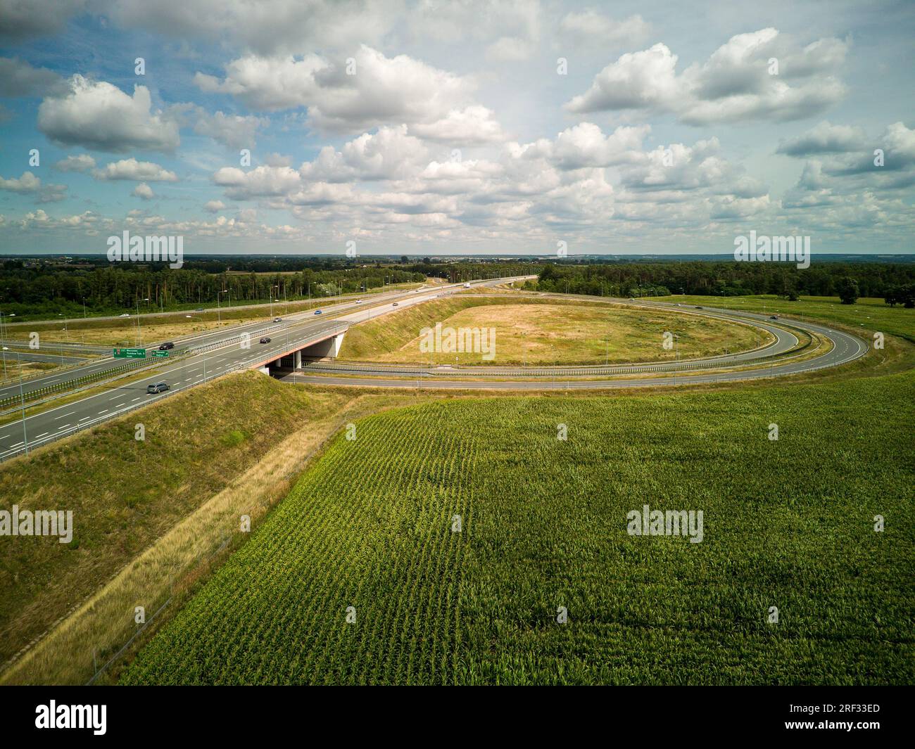 Highway seen from above along with intersection, Poland Stock Photo - Alamy