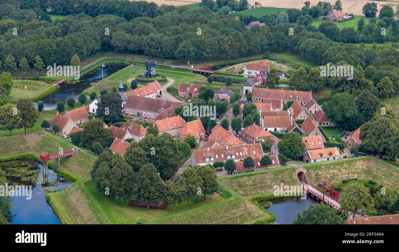 Aerial drone photo of the fortified town Bourtange in Groningen, the ...