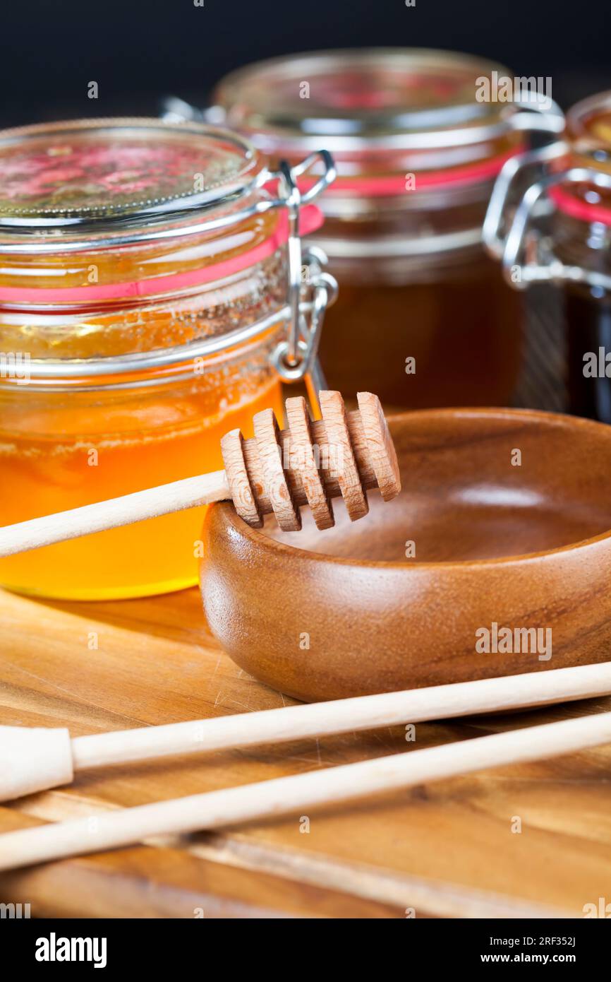 packaged bee honey, natural and healthy food products made by insect ...