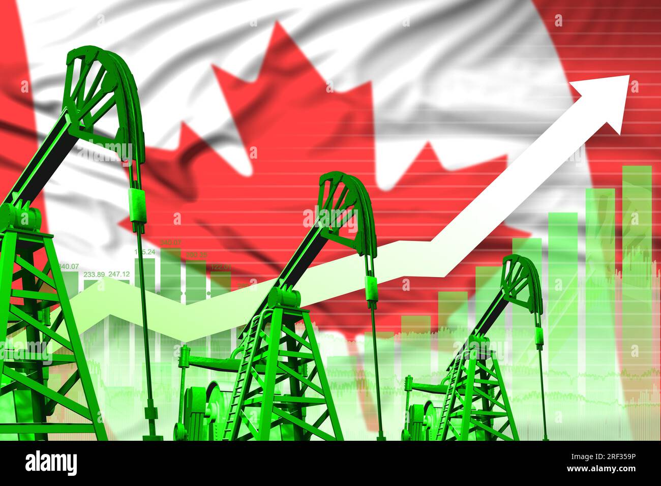 Canada oil industry concept, industrial illustration - rising up chart ...