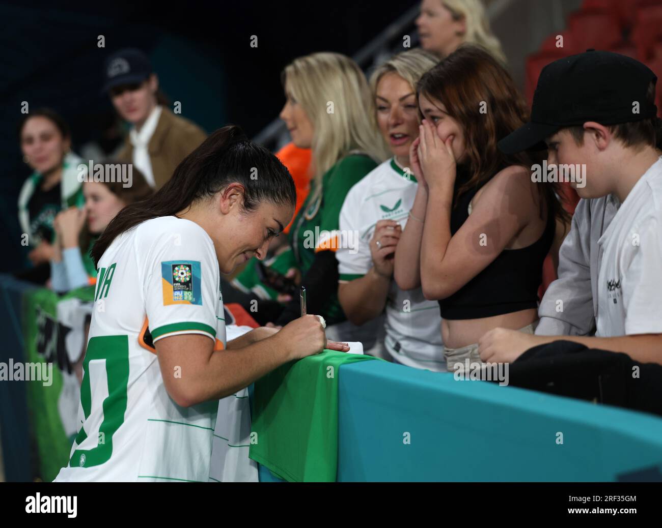 Republic of Ireland's Marissa Sheva signs autographs for fans after the ...
