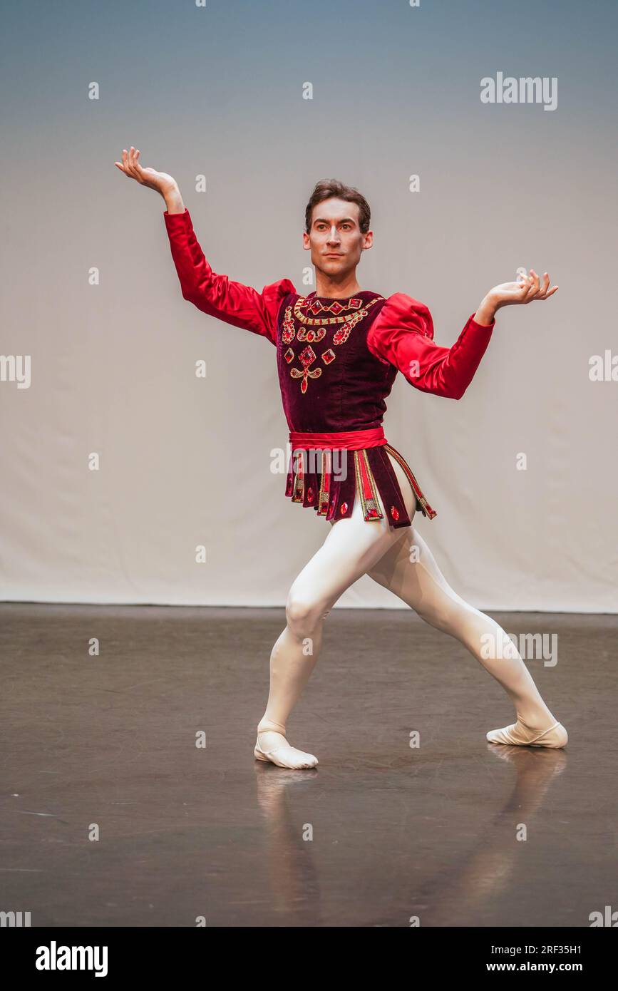 London UK. 31 July 2023 Brett Chynoweth perform Rubies pas de deux from ...