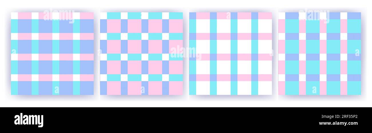 Vichy seamless pattern set in pastel colors for pink doll. Gingham design Birthday, Easter ...
