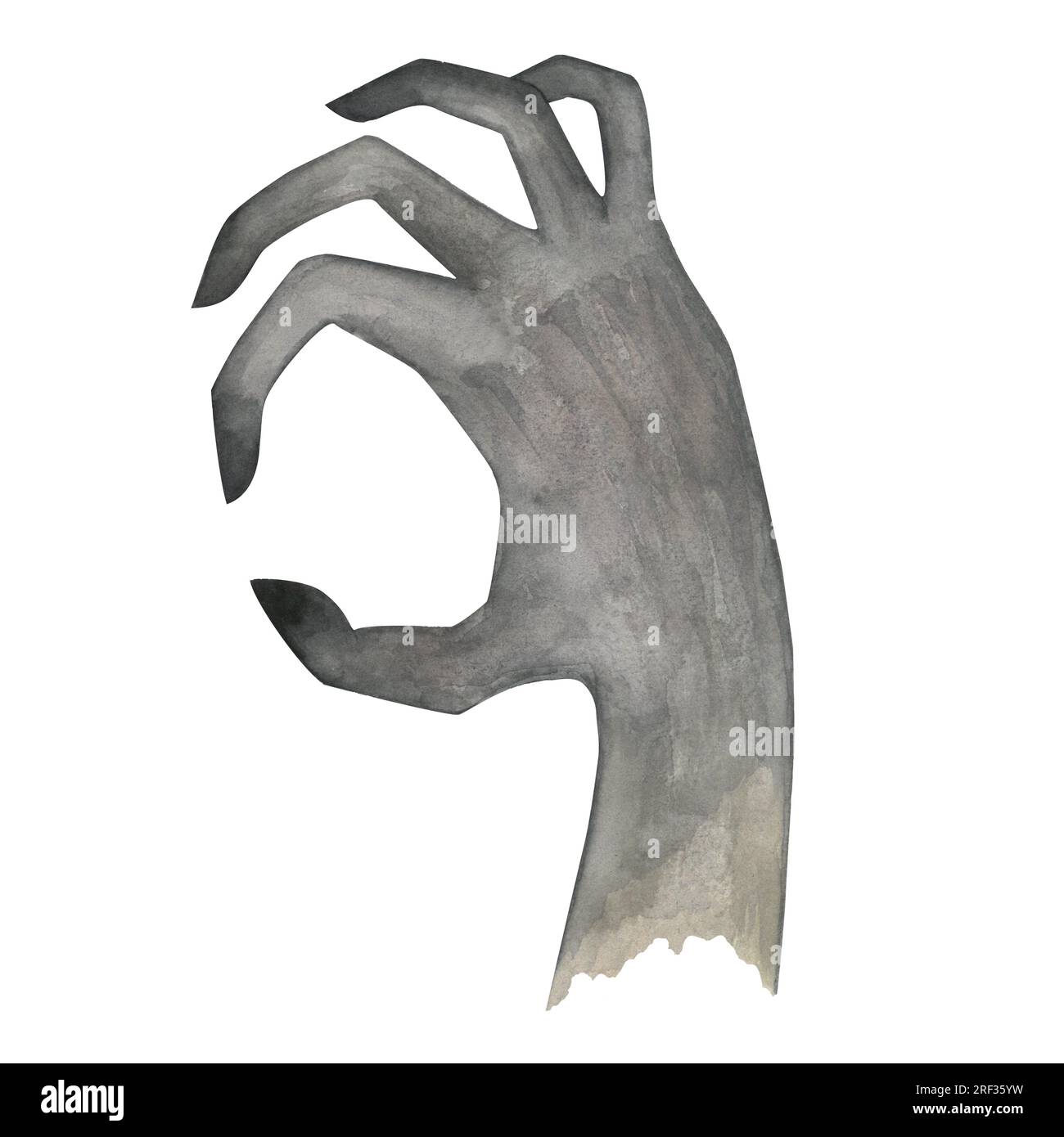 Watercolor illustration of a sinister hand silhouette. Made by hand ...