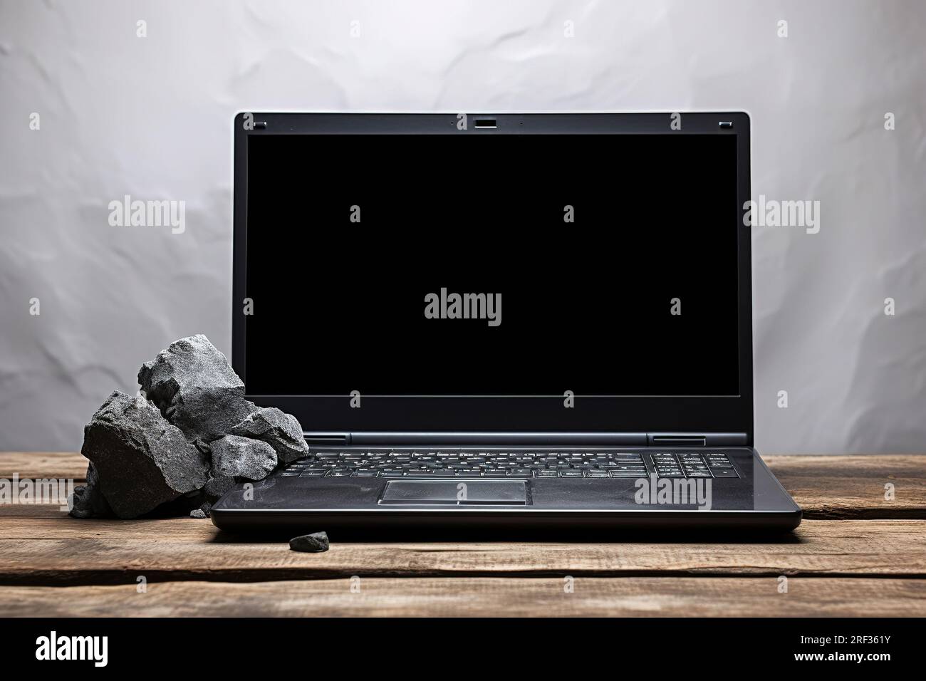 Computer screen with black coal on it Stock Photo - Alamy