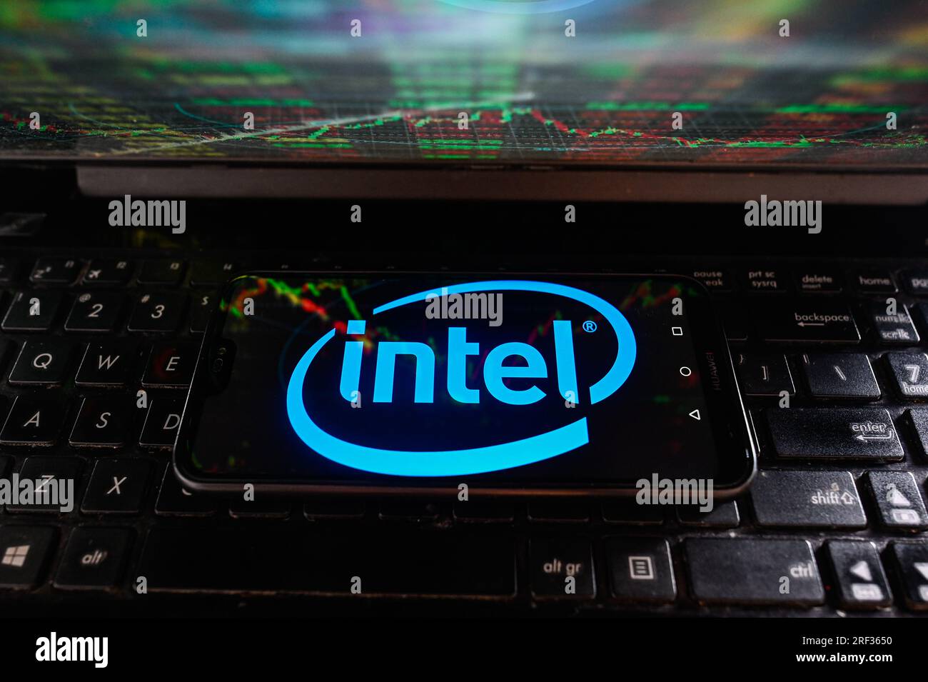 Poland. 31st July, 2023. In this photo illustration an Intel logo seen ...