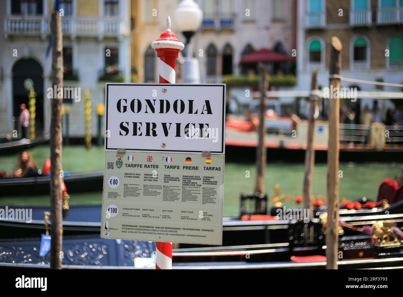 Table with price gondola service close-up in Venice Stock Photo - Alamy