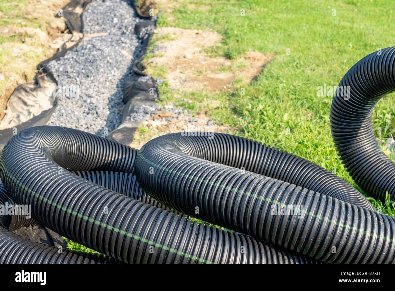 Black storm water underdrain pipe used to mitigation ground water ...