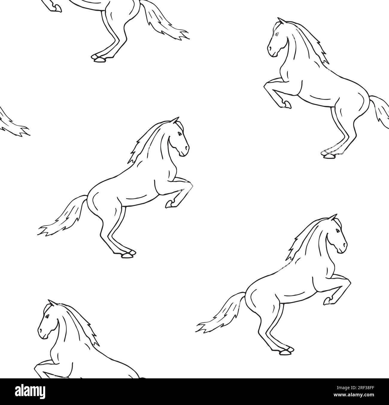Vector seamless pattern of hand drawn doodle sketch dressage horse ...