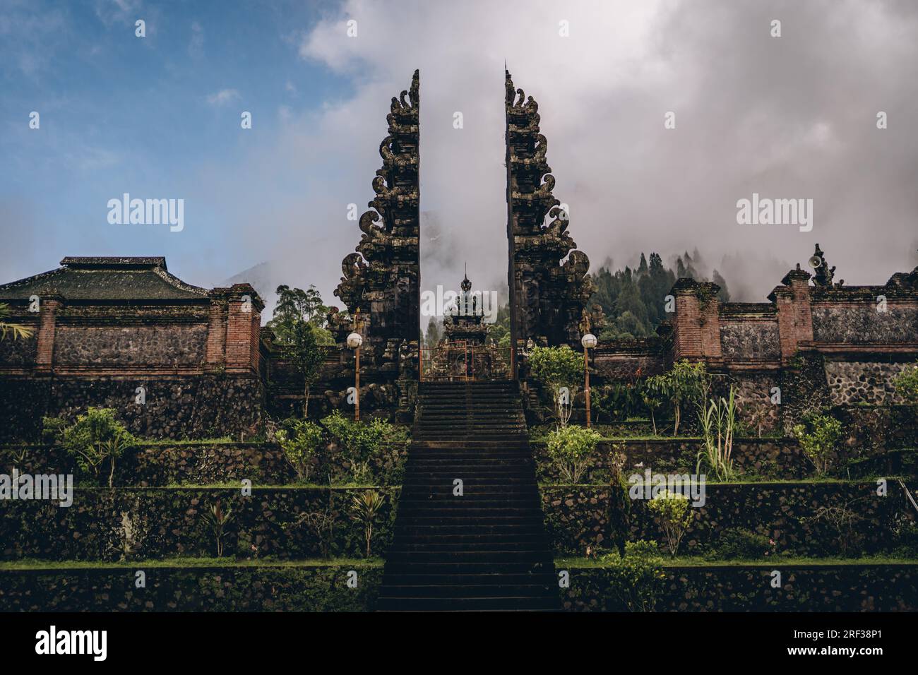 Landscape view of Pura Lempuyang with cloudy sky. Gates of heaven in ...