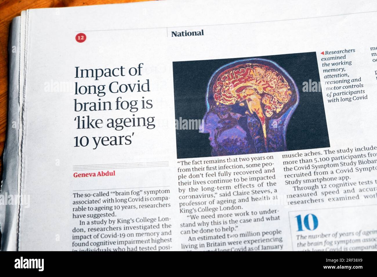 'Impact of long Covid brain fog is 'like ageing 10 years' Guardian ...