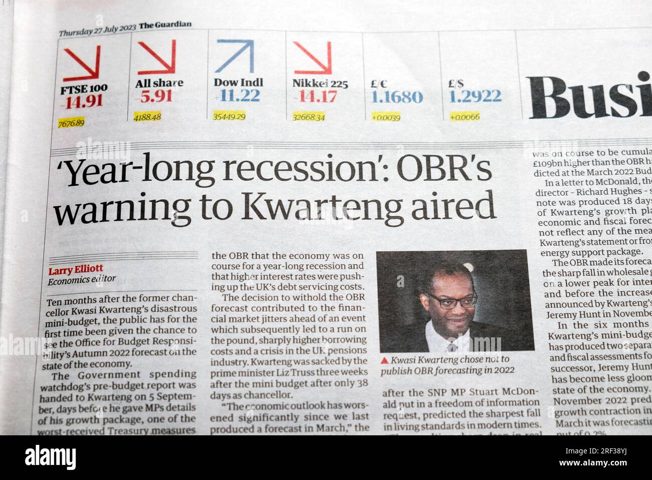 'Year-long recession: OBR 's warning to (Kwasi) Kwarteng aired ...