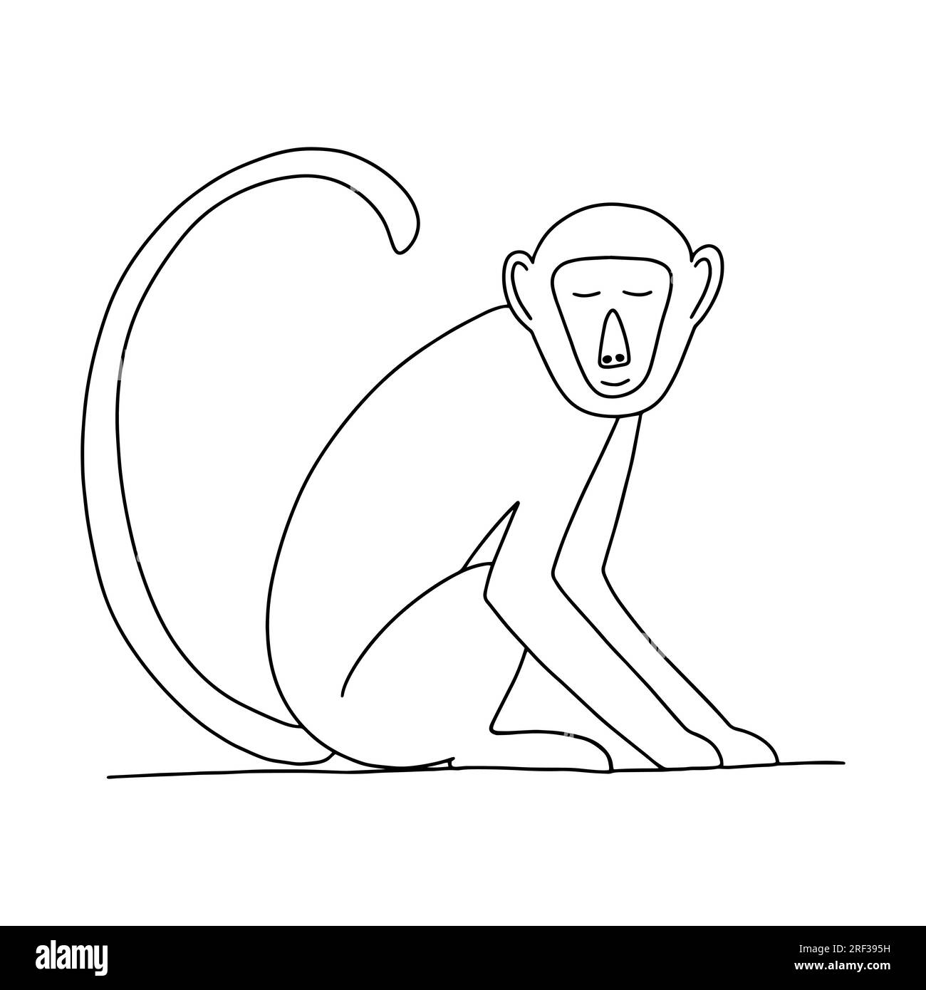 Cute single monkey sitting Stock Vector Image & Art - Alamy